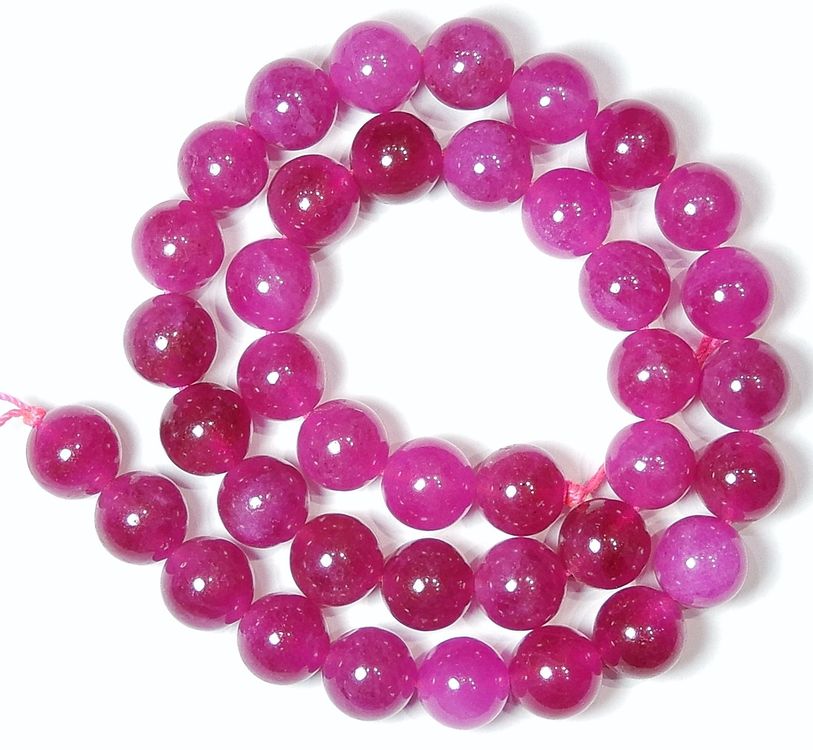 1 Strang echte natürliche rosa Rubin Perlen 10 mm (Neu (gemäss ...