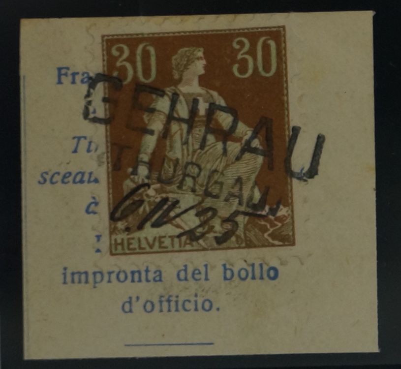 CH - Helvetia m. Schwert - Zst. Nr. 110 - Gehrau (Thurgau) (Gebraucht ...