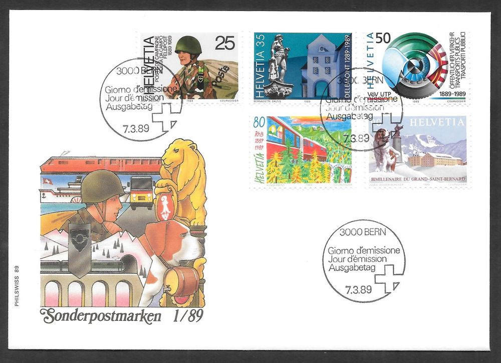 FDC Serie 770 - 774 ET Bern 7.3.1989 schön illustriert (Neu (gemäss Beschreibung)) in Olten für ...