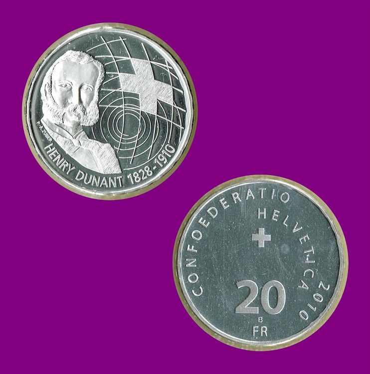 20 FRANKEN GEDENKMÜNZE 2010 HENRY DUNANT (Neu und originalverpackt) in lupsingen für CHF 35 ...