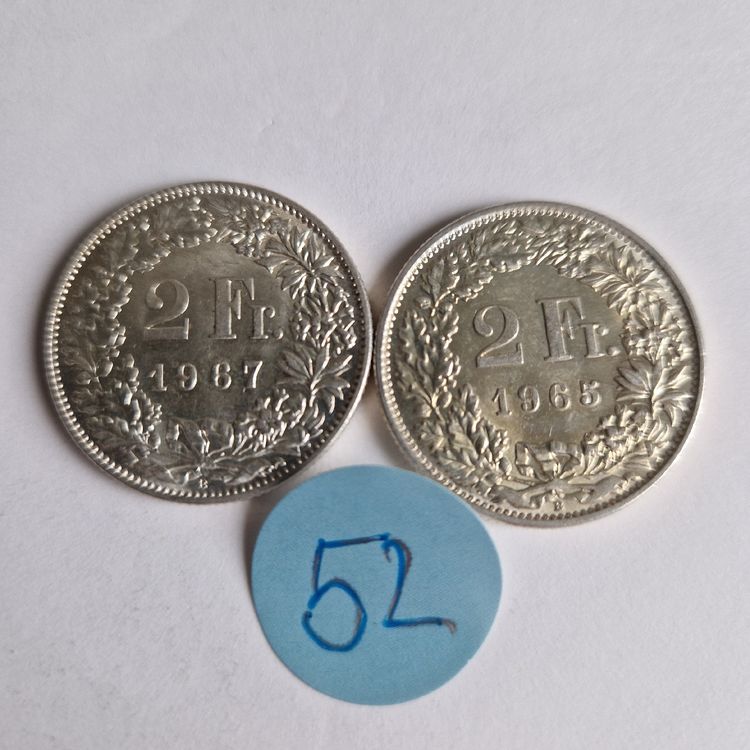 2 Silbermünzen 2 Franken 1965 & 1967 | Kaufen auf Ricardo