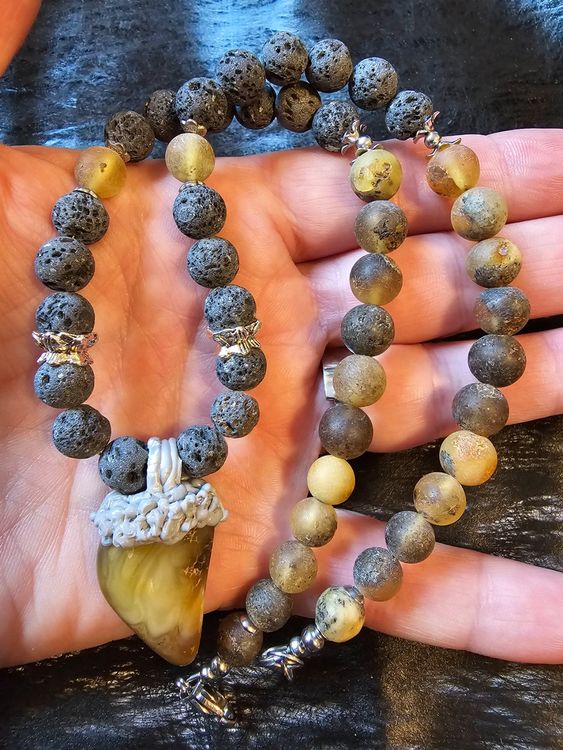 echte Bernsteinkette Lava Naturbernstein Inkluse Kugeln (Neu (gemäss ...