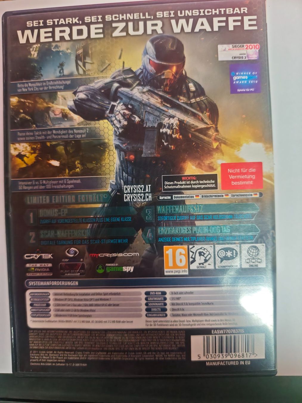 Crysis 2 - Limited Edition - PC DVD - Top Zustand! (Gebraucht) in ...