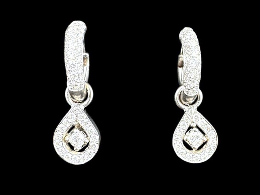 Créolen Diamanten mit Anhänger 0.7c 18k Weissgold *S1542 (Gebraucht) in ...