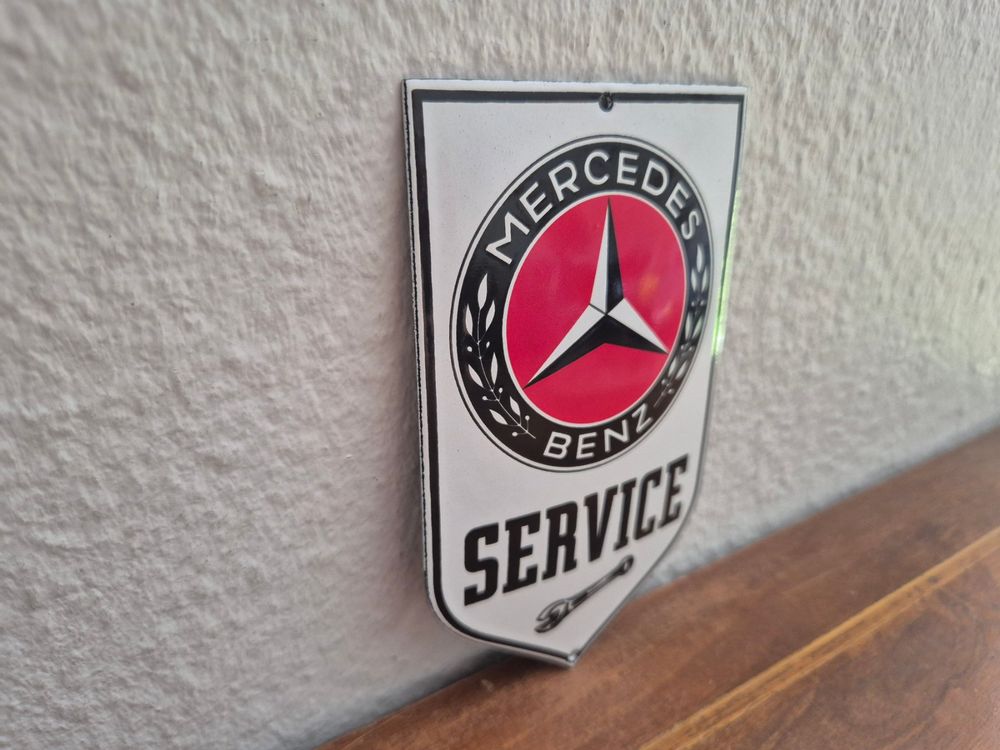 Emailschild Mercedes Service Werkstatt Logo Emaille Schild (Neu (gemäss ...