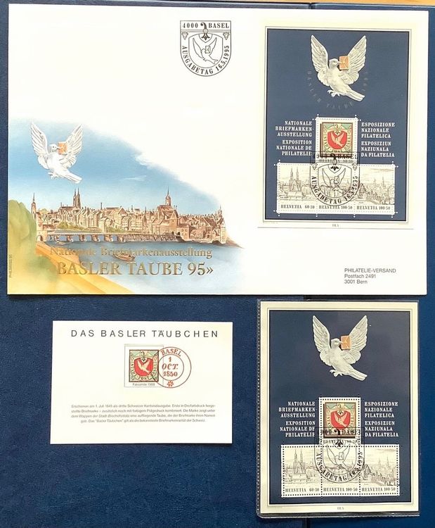 1995 Briefmarken Ausst.Basler Taube Grossbrief + Faksimile | Kaufen auf Ricardo