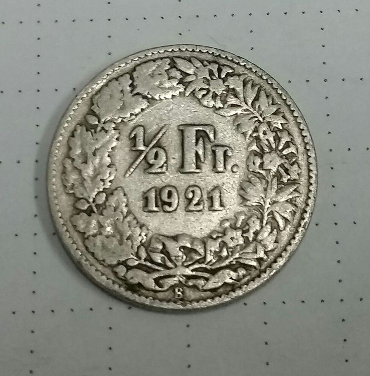 1921, 50 Rappen, Silber (Gebraucht) in Ettenhausen TG für CHF 1 – mit Lieferung auf Ricardo kaufen