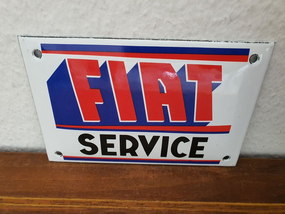 Emailschild FIAT Service Logo Emaille Schild Reklame Retro (Neu (gemäss ...
