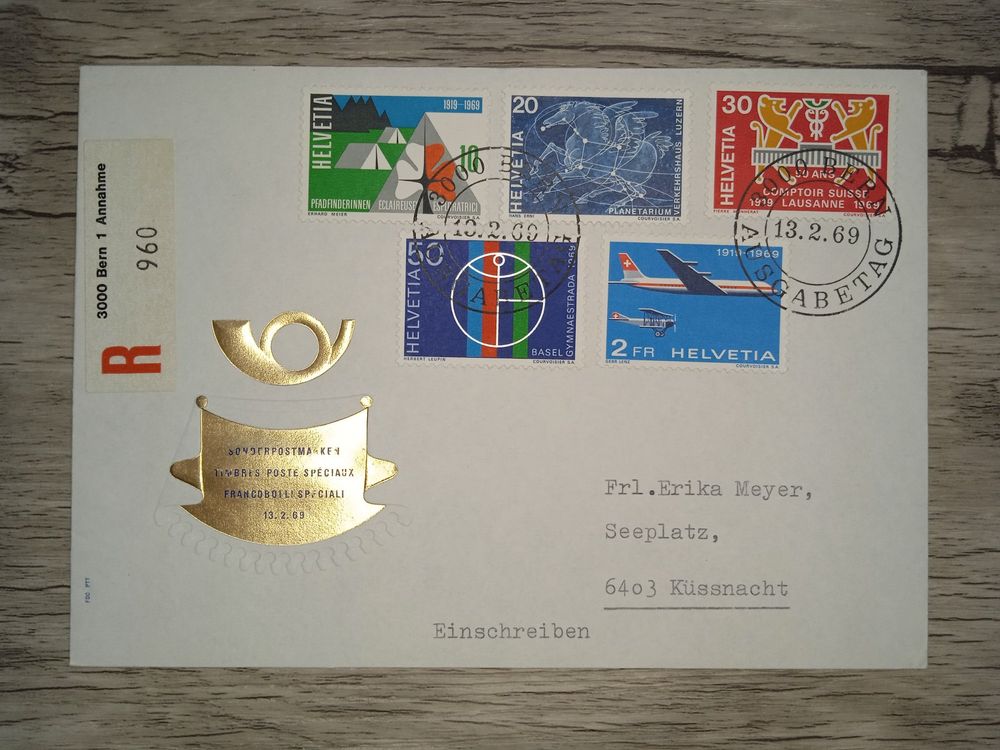TR30 Enveloppe + Timbre Suisse 1969 (Gebraucht) in Cousset für CHF 0.65 – mit Lieferung auf ...