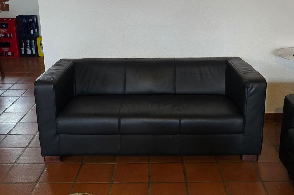Schwarzes Leder Sofa, sehr bequem | Kaufen auf Ricardo