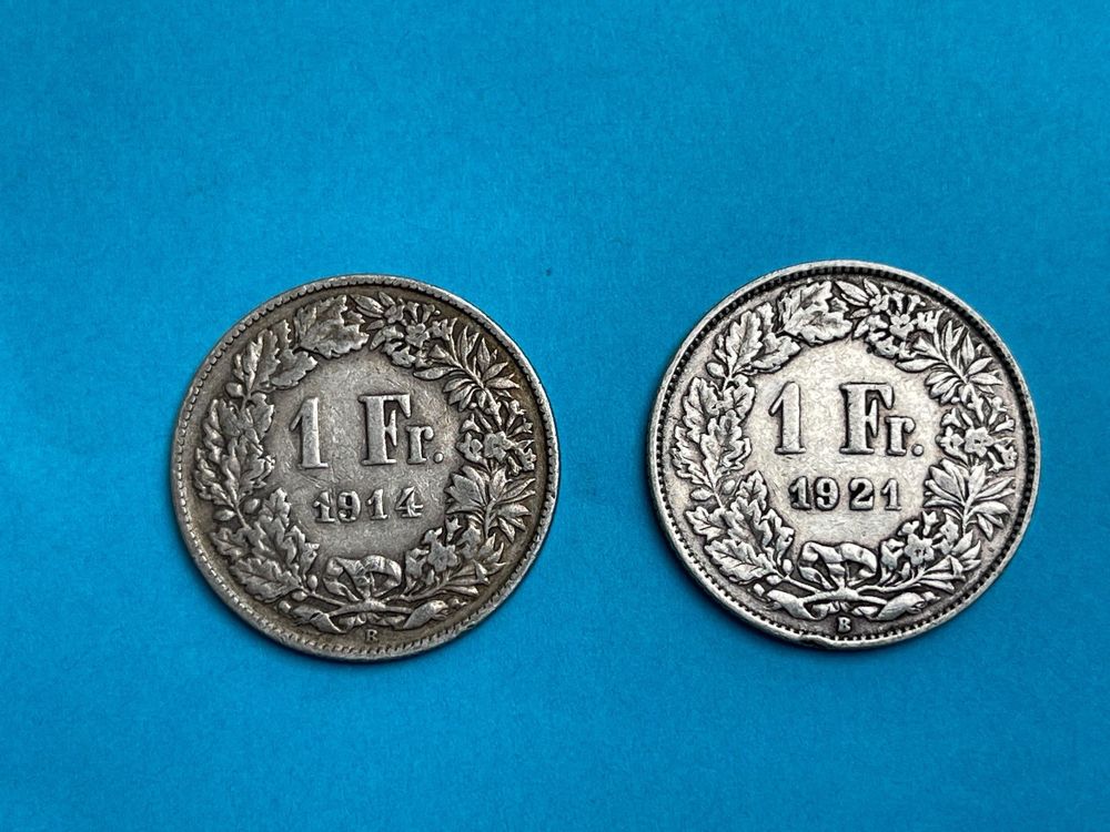 Silbermünzen 1 Fr. 1914 & 1921 (Gebraucht) in Buonas für CHF 5 – mit Lieferung auf Ricardo kaufen