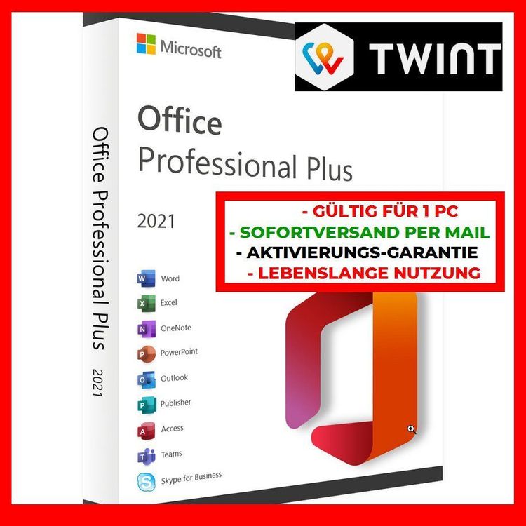 MS Office Professional Plus 2021 Twint = Sofortversand 24/7 (Gebraucht) in für CHF 11.5 – mit ...