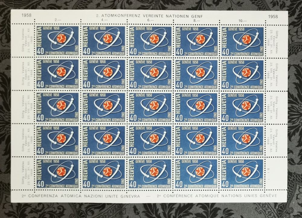 Atomkonferenz 1958 - Briefmarkenbogen Postfrisch (25x-.0.40) (Neu (gemäss Beschreibung)) in ...