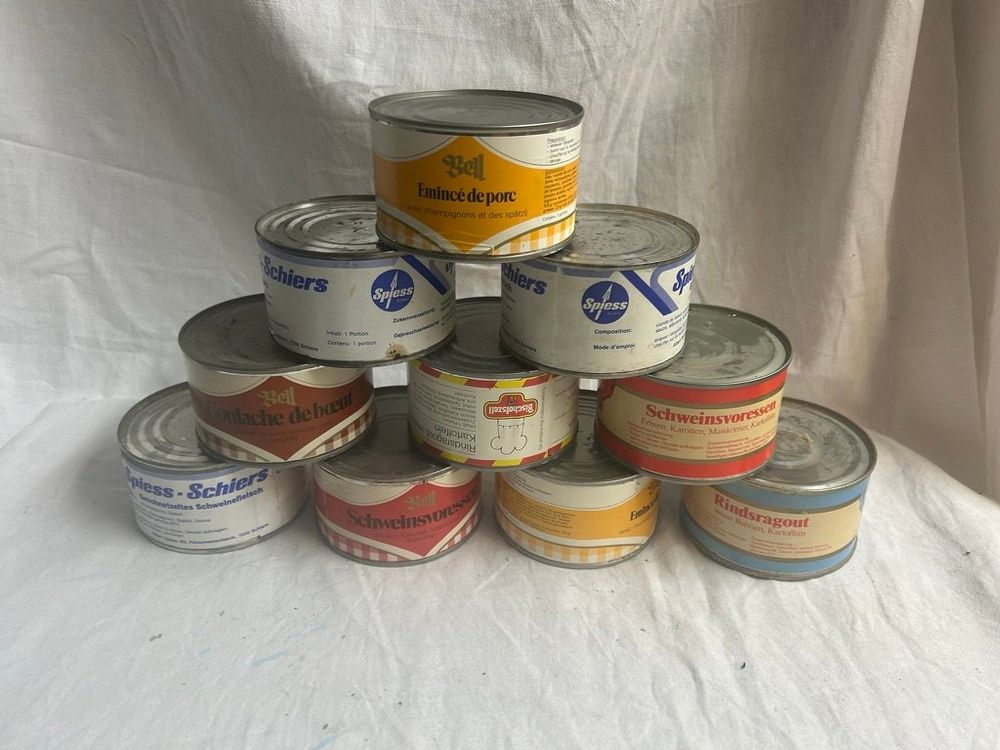 Pflichtkonsum Schweizer Armee, 27 alte Dosen, Original (Gebraucht) in ...