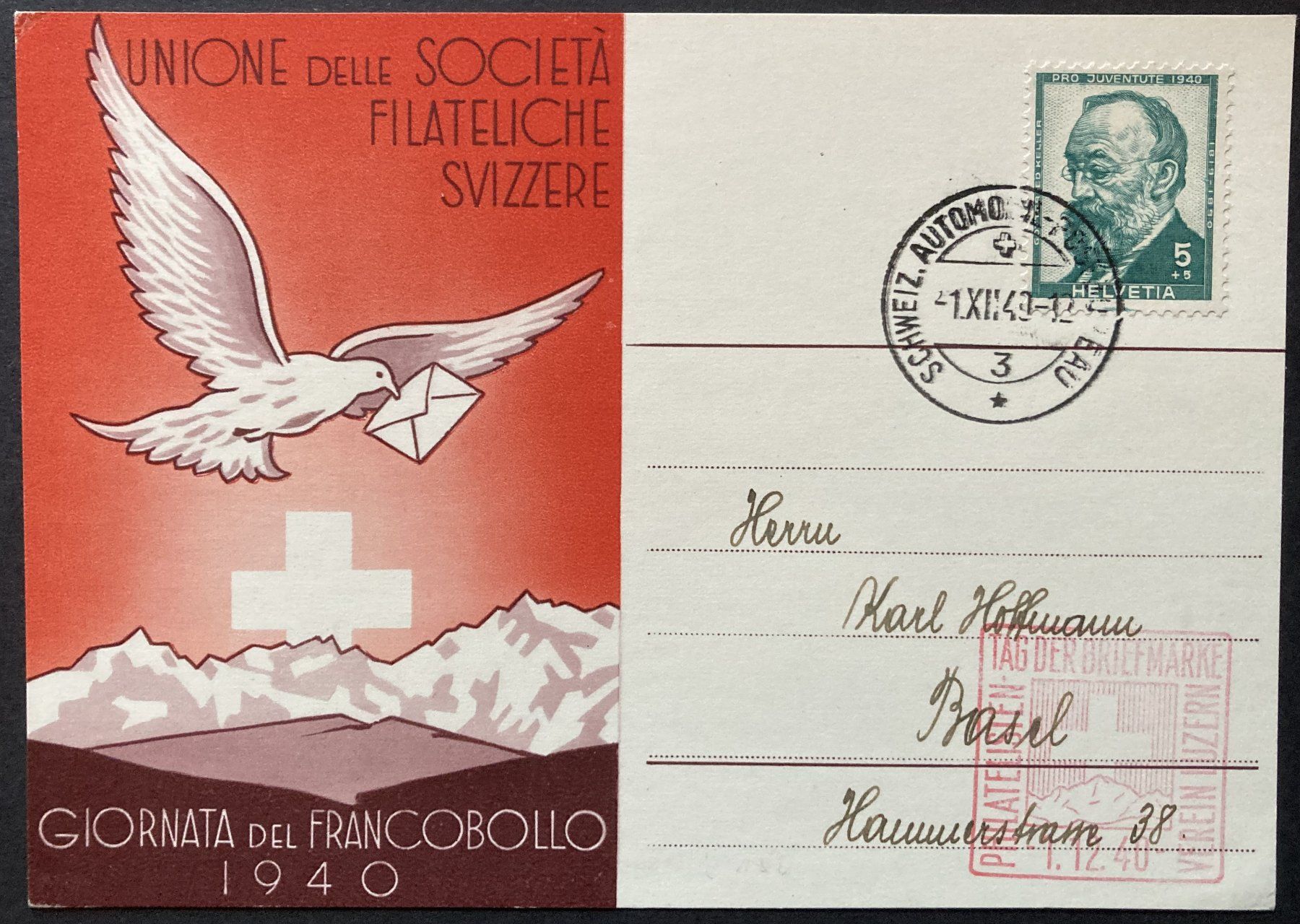 1940, TdB Karte I mit Automobilpost SS Luzern, SBK 150 Fr. (Gebraucht) in Flawil für CHF 29 ...