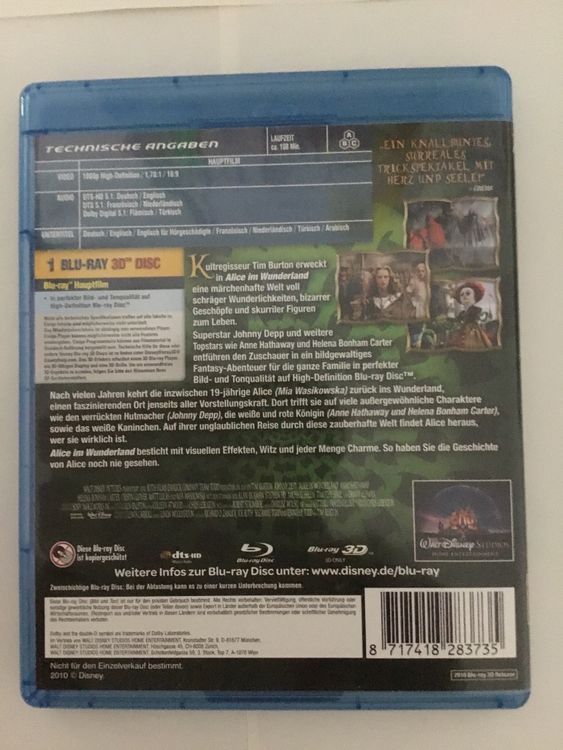 📀 Alice im Wunderland 3D Blu Ray neu wertig 📀 (Neu (gemäss Beschreibung)) in Blauen für CHF 6.9 ...