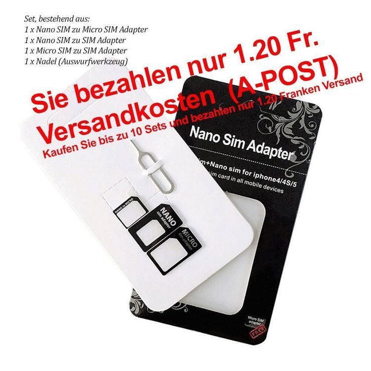 Nano Micro SIM Karten Adapter 4 in1 (Neu und originalverpackt) in ...