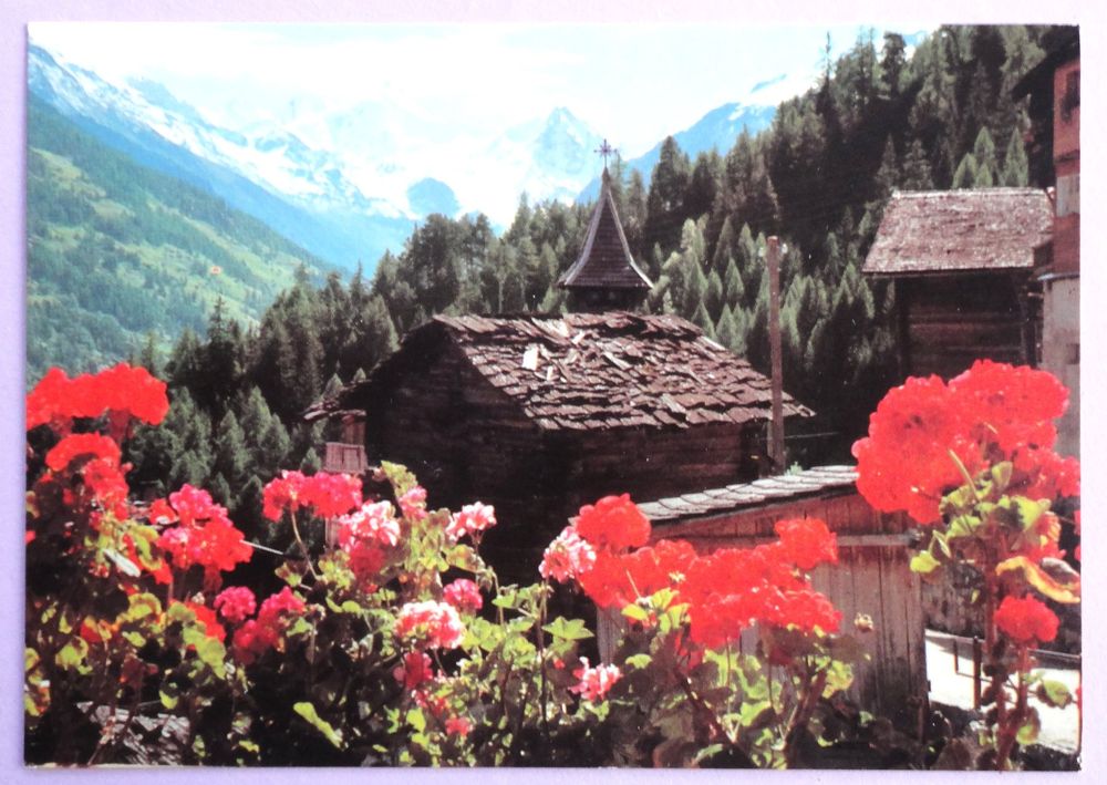 Chalet valaisan en fleurs avec le Zinalrothorn et le Besso (D'occasion ...