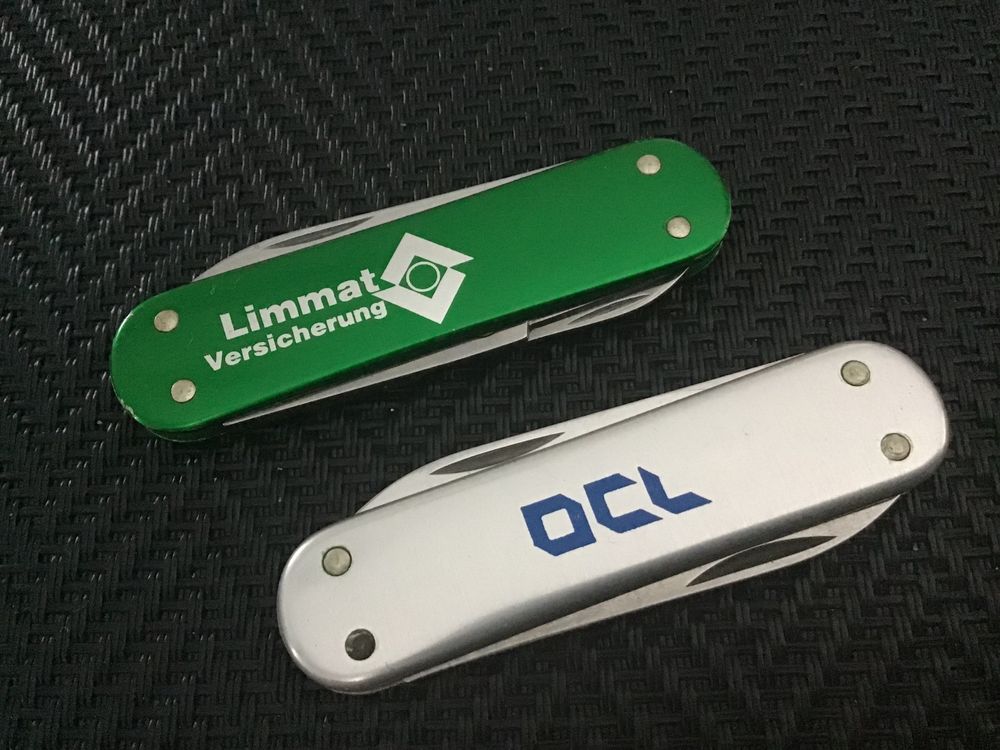 2 Victorinox Aluschalen Messer "LIMMAT VERS./OCL TRANSPORT" (Gebraucht ...