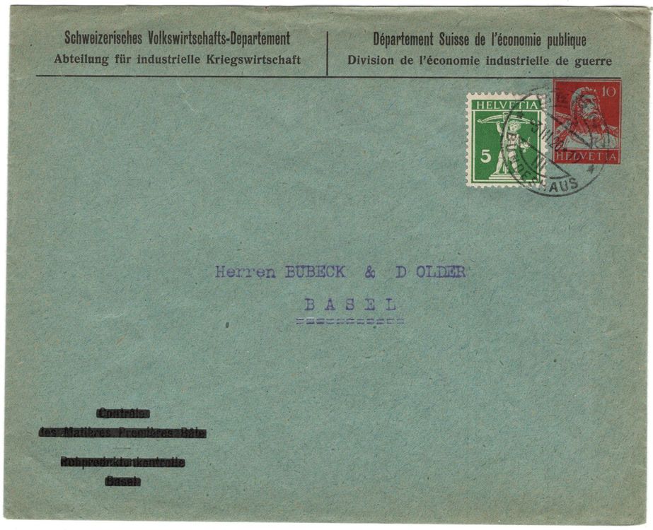 10 Rp. Tell Privatganzsache mit 5 Rp. Tellknabe Zusatzfrank. (Gebraucht) in Eglisau für CHF 5.2 ...