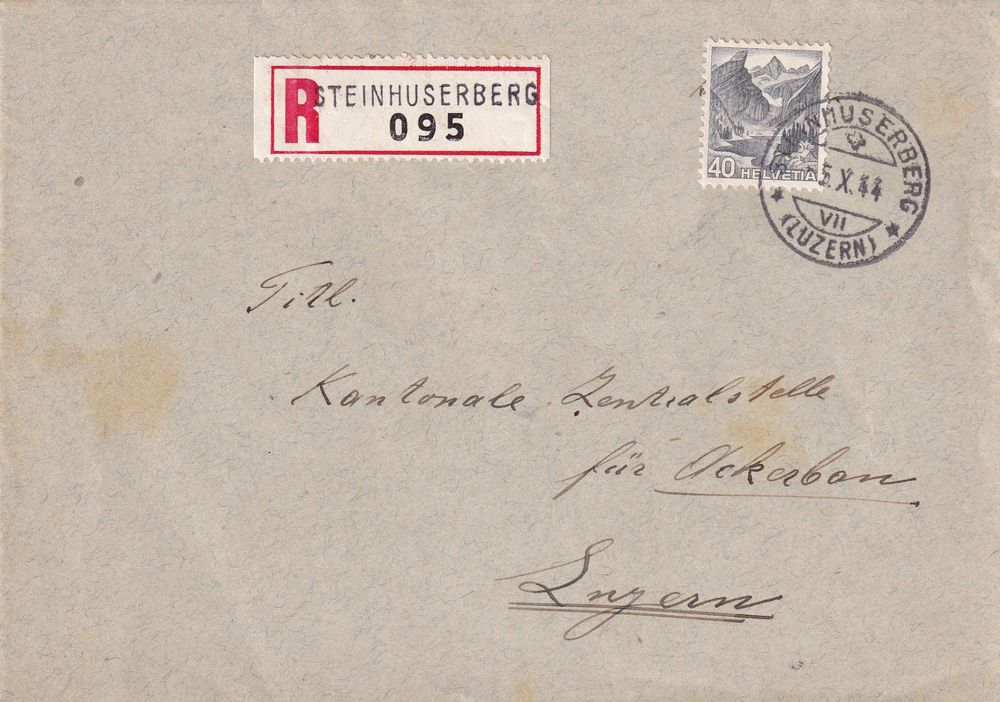 Steinhuserberg b Wolhusen R.Brief Stempel 1944 LU (Gebraucht) in Büren NW für CHF 41 – mit ...