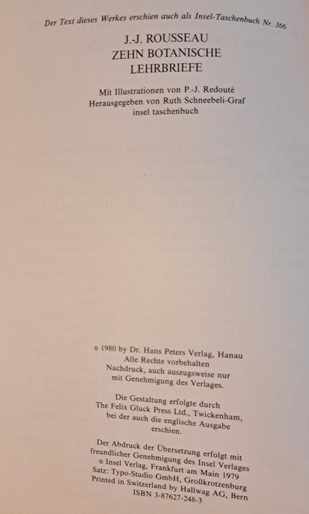 Botanik, Jean-Jacques Rousseau, Pierre-Joseph Redouté (Gebraucht) in ...