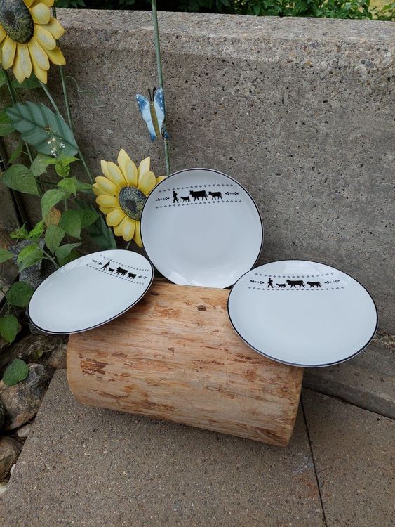 3 !! STEINLIN Teller "Alpaufzug" Porzellan , Ø 20.5cm , NW | Kaufen auf ...