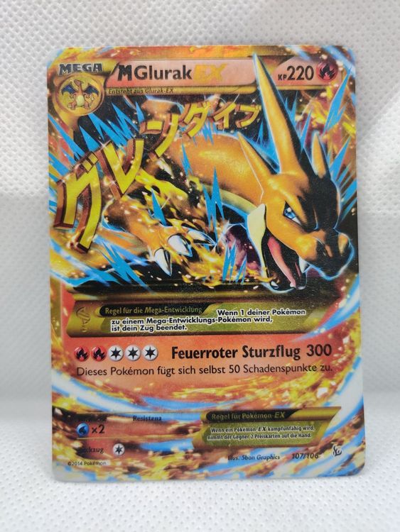Mega Glurak EX Pokemon Karte Holo Flamenmeer (Gebraucht) in Bottighofen ...
