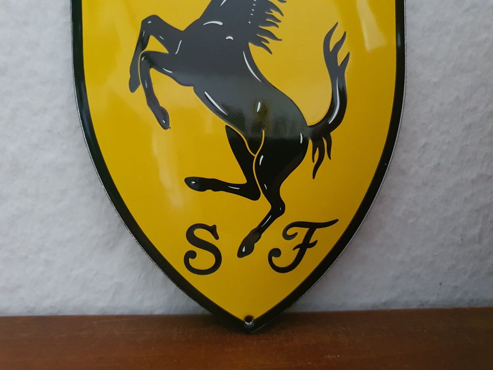 Emailschild Ferrari Wappen Logo Italy Emaille Schild Reklame | Acheter ...
