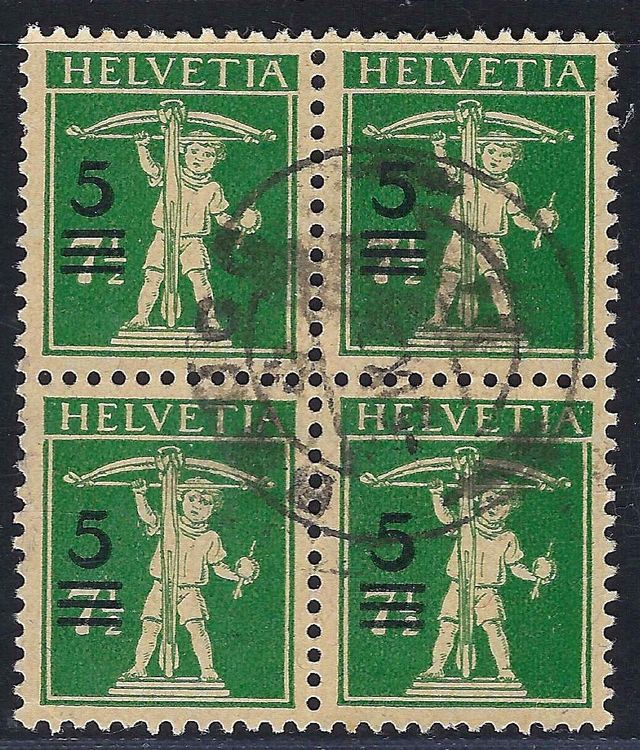 1930 Tellknabe Aufbrauchsausgabe 4er-Bl. gest. ʘ ZNr. 181 (Gebraucht) in Wädenswil für CHF 4 ...