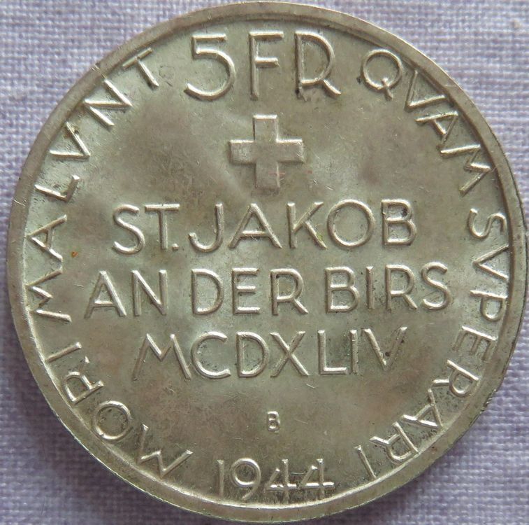 5 Fr Schweiz St.Jakob 1944, Silber 835/1000 (Gebraucht) in Berlingen für CHF 12 – mit Lieferung ...