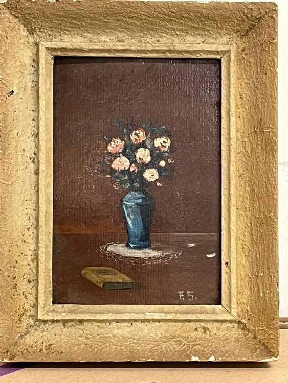 Schönes Ölgemälde Rosenstrauss signiert F.S. gerahmt (Gebraucht) in Basel für CHF 100 – mit ...