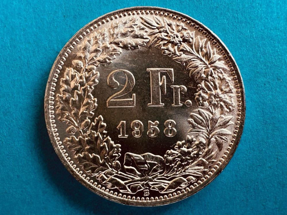 2 Franken 1958 Silber in Stempelglanz | Kaufen auf Ricardo
