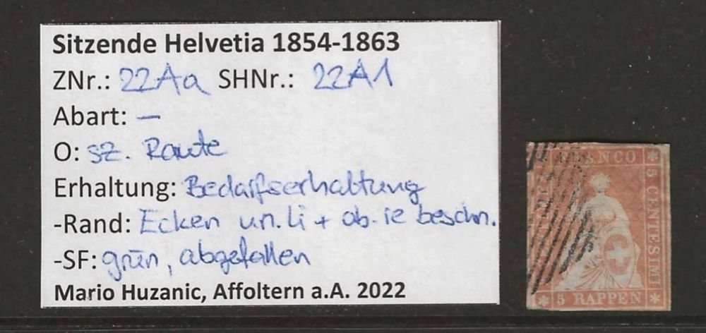 1854 : Strubel Nr. 22Aa - KP 2250.-- (Gebraucht) in Gümligen für CHF 112 – mit Lieferung auf ...