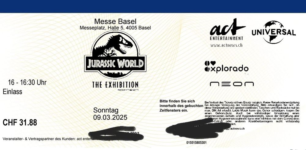 Jurassic World Basel Tickets 09.03.2025 - Familientickets | Acheter sur ...