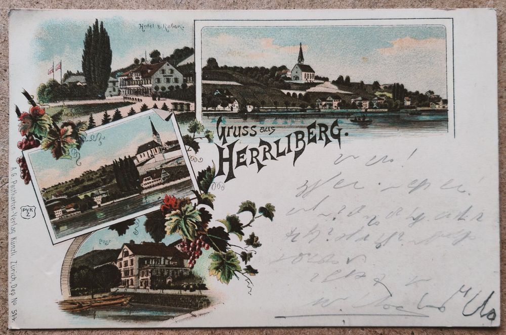 Herrliberg «… Gruss aus, Hotel Post» 1905, 4 Bild AK, C Künz (Gebraucht) in Aarburg für CHF 13 ...