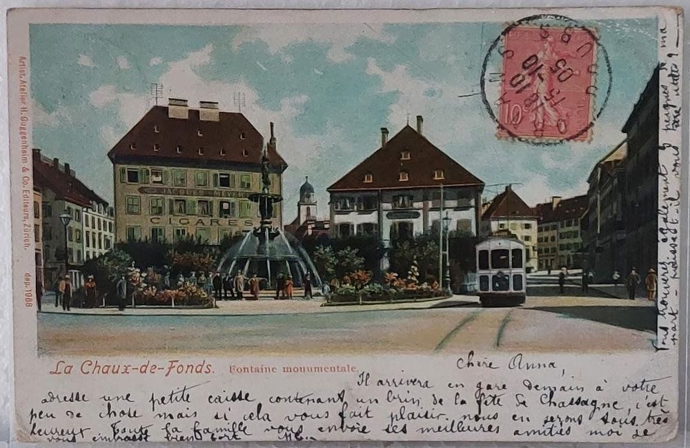 LA CHAUX-DE-FONDS - Fontaine monumentale - Tram - 1905 (Gebraucht) in Delémont für CHF 6.2 – mit ...