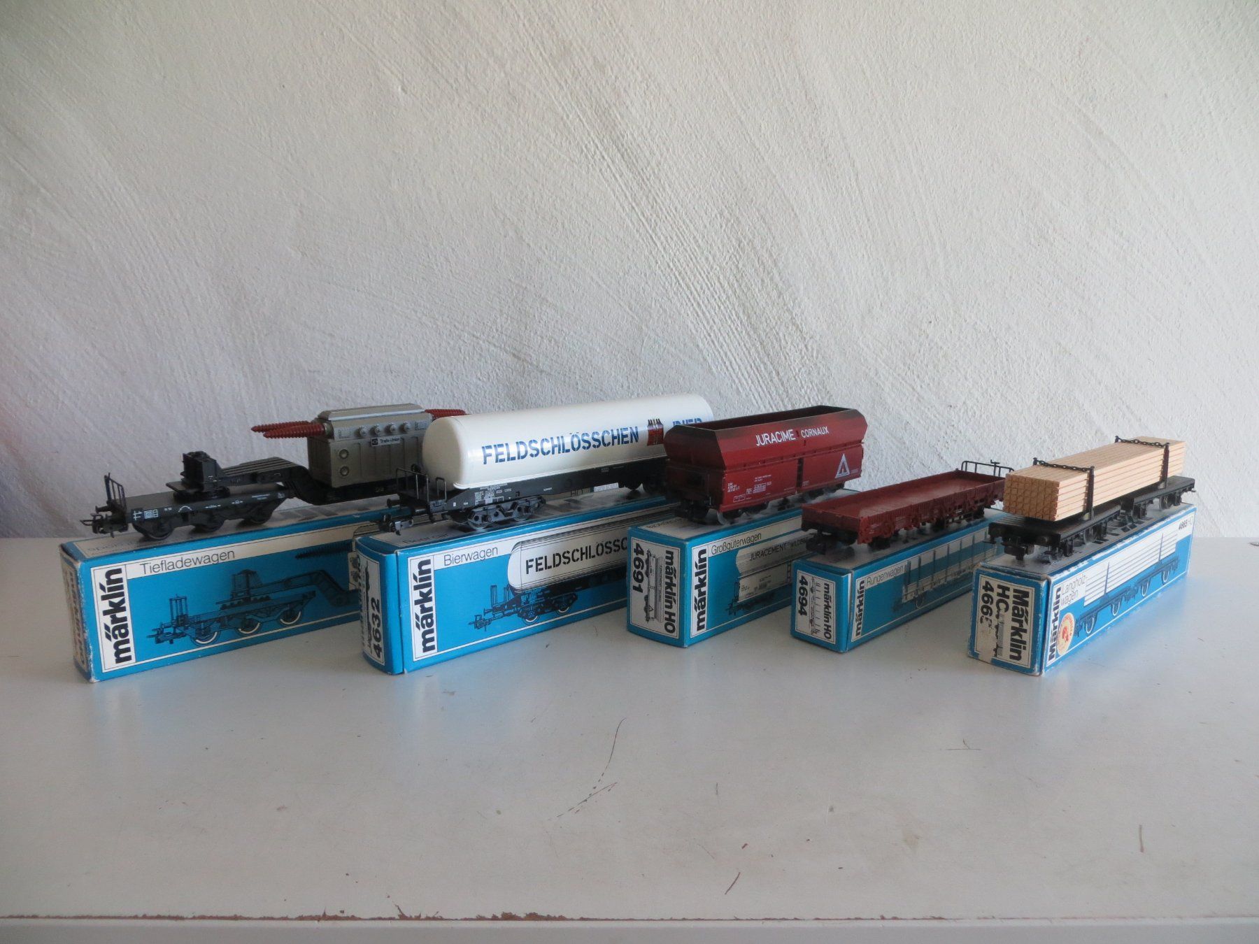 Märklin H0: Set mit 5 versch. Güterwagen, WS, OVP (Gebraucht) in St ...