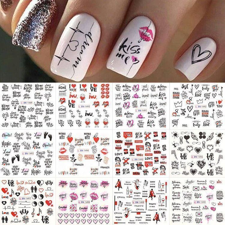 12 Designs Nagel Aufkleber Set Nagel Art (Neu und originalverpackt) in ...
