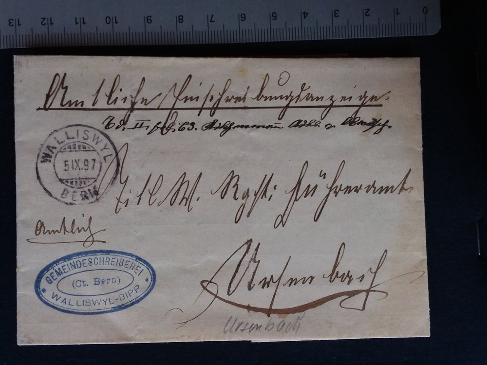 Brief Dokument 1897 Gemeindeschreiberei Walliswyl Ursenbach | Kaufen auf Ricardo