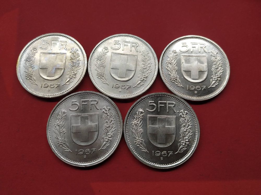 5 Stück 5.- Silber Münzen Schweiz 1966 | Kaufen auf Ricardo