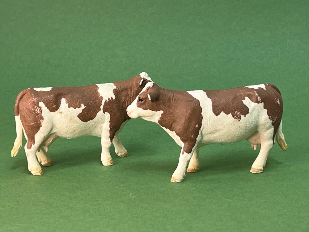Schleich Fleckvieh Kuh Bulle Kalb Kühe mit Hörner | Comprare su Ricardo
