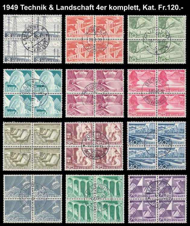 1949 Technik & Landschaft 4er Block gestempelt Kat Fr. 120.- | Kaufen auf Ricardo