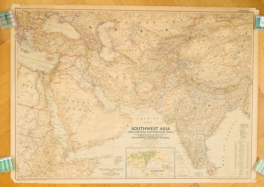 National Geographic Magazine Karte Southwest Asia 1952 (Defekt) in Bern ...