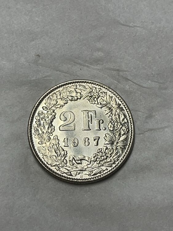 Silbermünze 2 Franken 1967, Helvetia, Schweiz (Gebraucht) in Wängi für CHF 4 – mit Lieferung auf ...