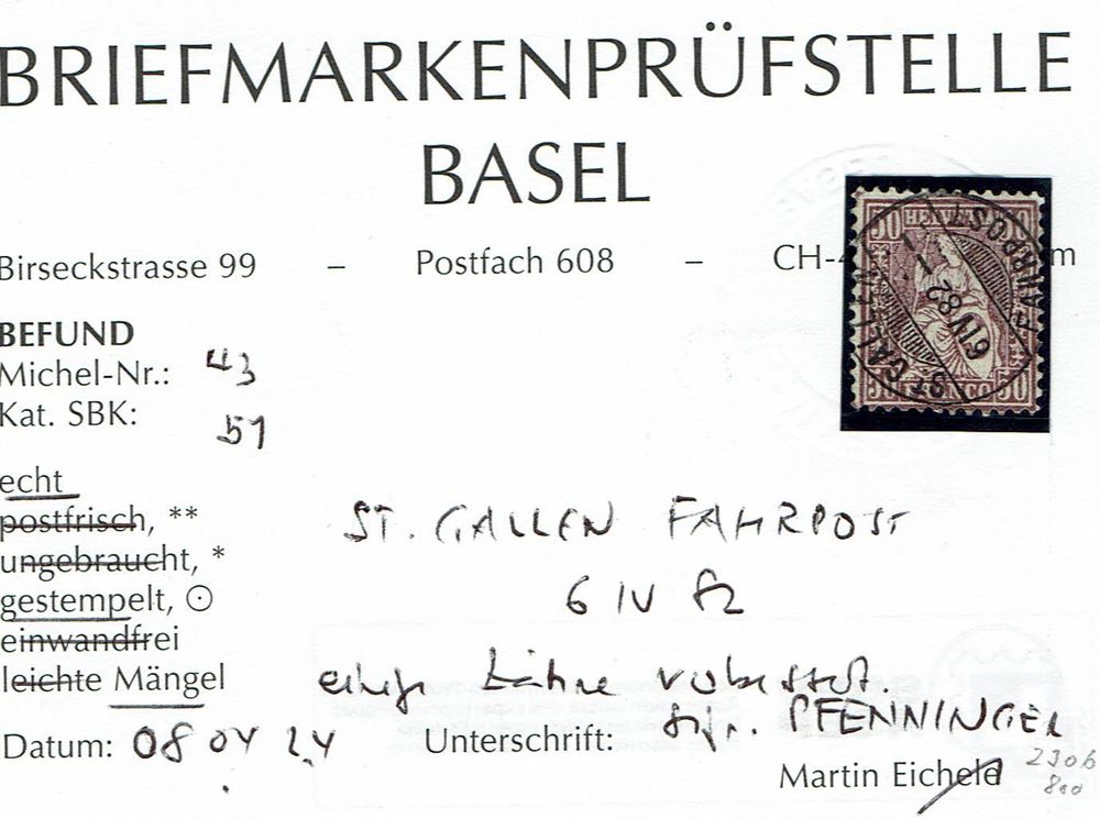 SITZ HELVETIA FASER 50RP(51) RUND BEFUND (Gebraucht) in Rüschlikon für CHF 28 – mit Lieferung ...