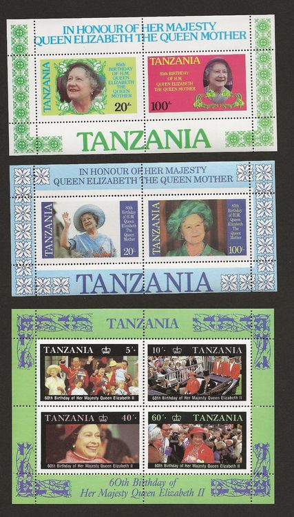 3x Block QUEEN Mother ELIZABETH England 60th + 85th Birthday (Neu ...