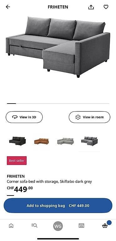 IKEA Sofabett Marke FRIHETEN (Gebraucht) in Baden für CHF 120 – nur Abholung auf Ricardo kaufen