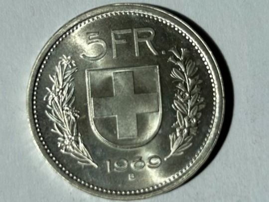 5.- (5 Franken), 1969 (Silber) (Gebraucht) in Bettwiesen für CHF 9.4 – mit Lieferung auf Ricardo ...