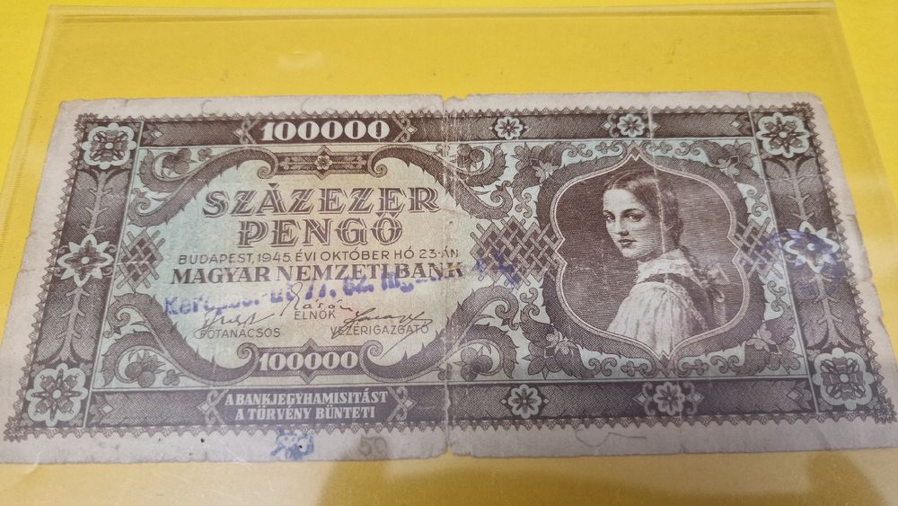 Ungarische 100'000 Pengo Note, Jahrgang 1945. (Gebraucht) in Herisau ...